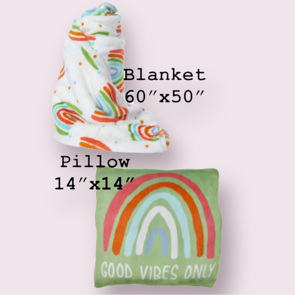 Bedding | Set Of Rainbow Good Vibes Only Blanket And Pillow | Poshmark